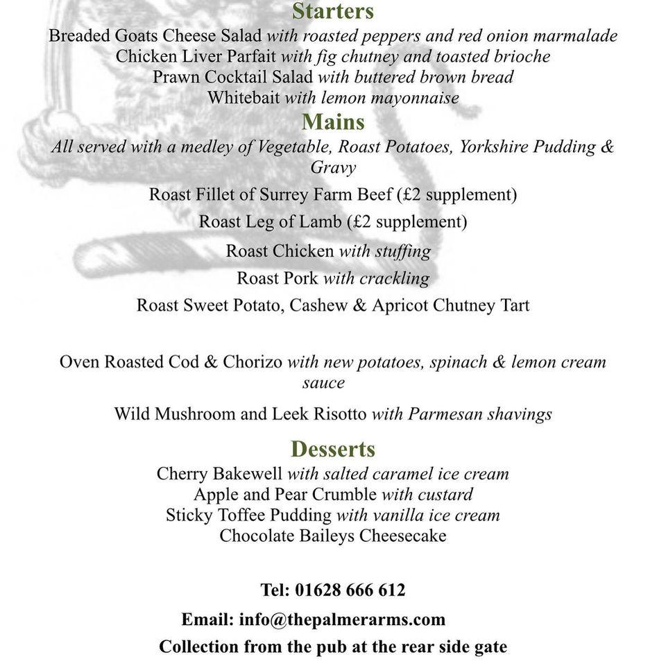 Menu at The Palmer Arms pub & bar, Windsor