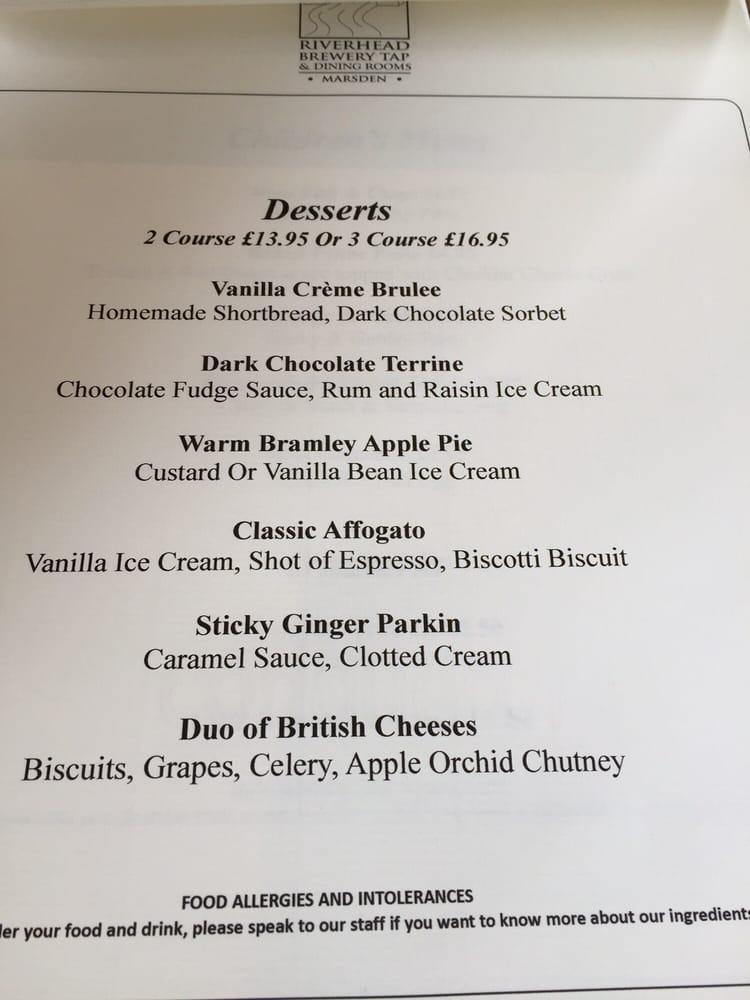 Menu at The Riverhead Brewery Tap pub & bar, Marsden