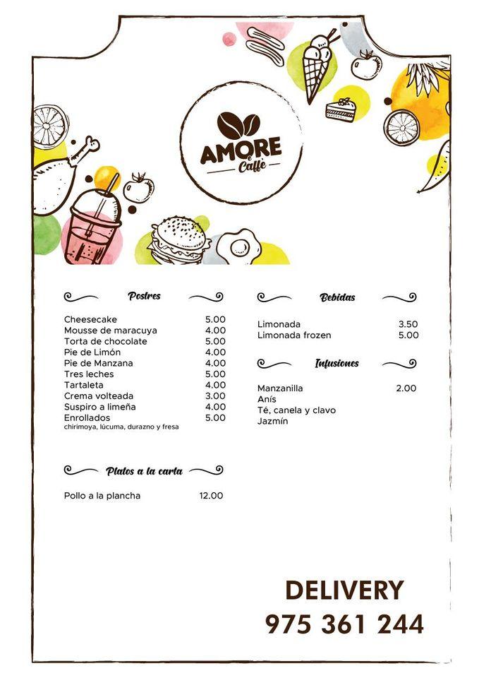 Menu at Amore e Caffe cafeteria, Cieneguilla
