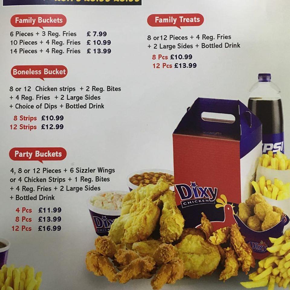 Menu at Dixy Chicken Pleck fast food, Walsall, 185 Wednesbury Rd