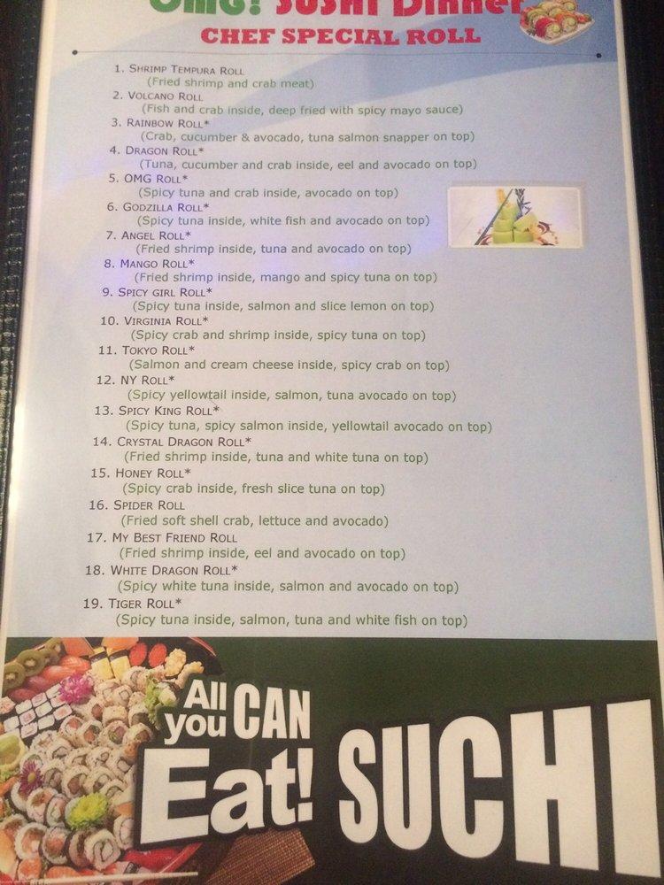 Menu at OMG Sushi restaurant, Newport News