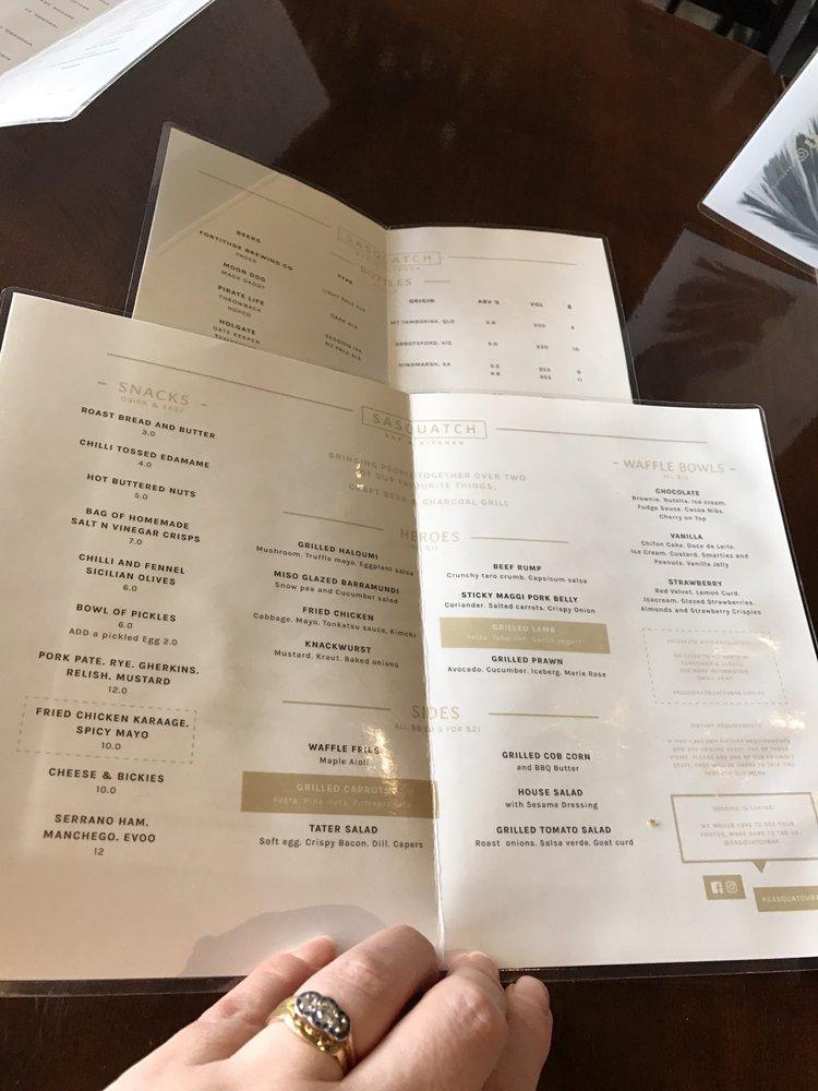 Menu at SASQUATCH BAR, Chermside