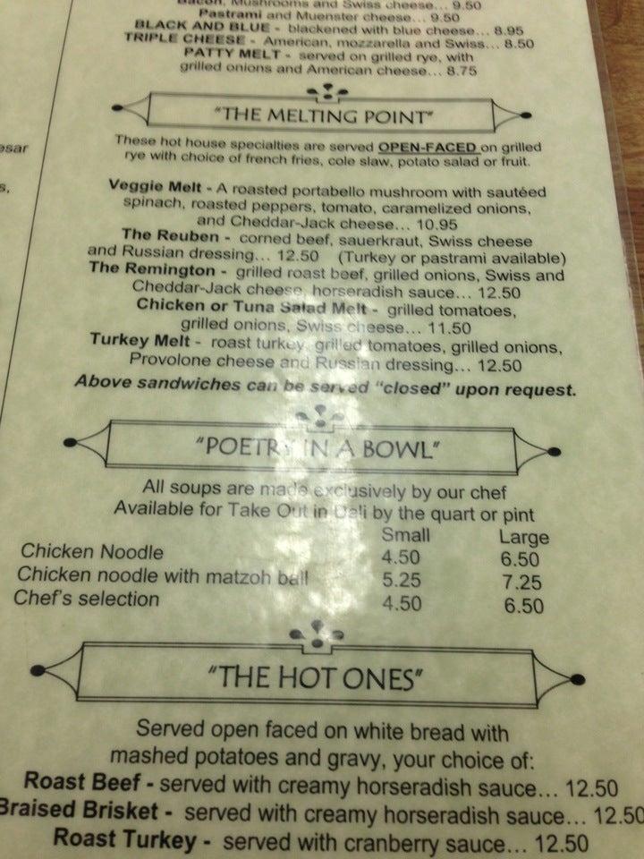 Menu at Weiss Deli restaurant, Henderson