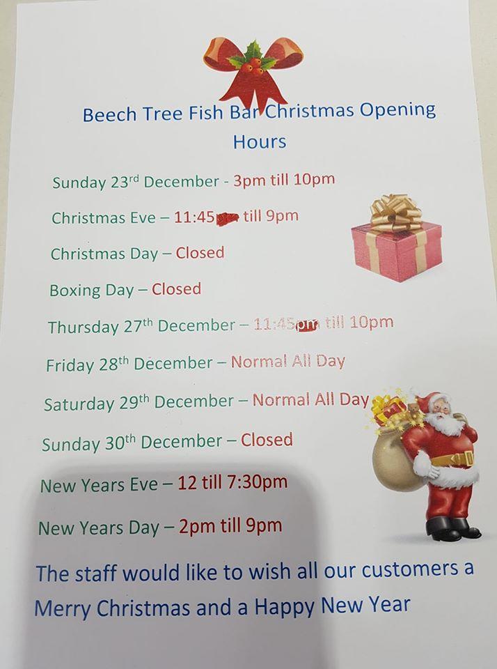 Menu at Beech Tree Fish Bar, Coventry