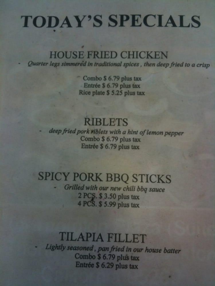 Menu at Best Lumpia BBQ, Stockton, Thornton Rd J