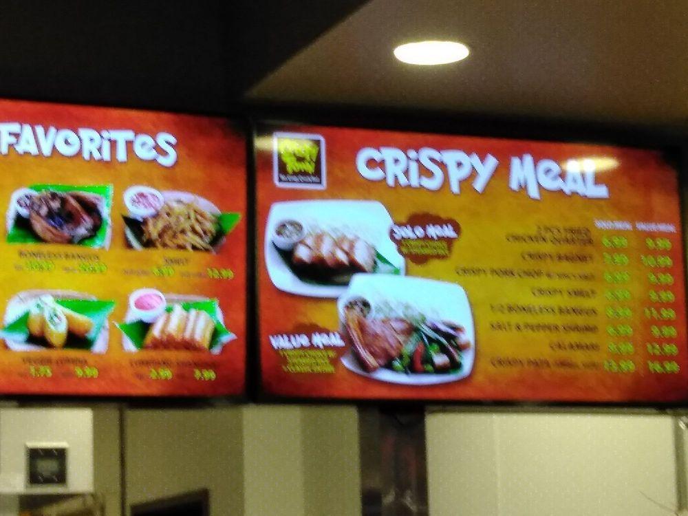 Menu at Crispy Town fast food, Seattle, Southcenter Mall