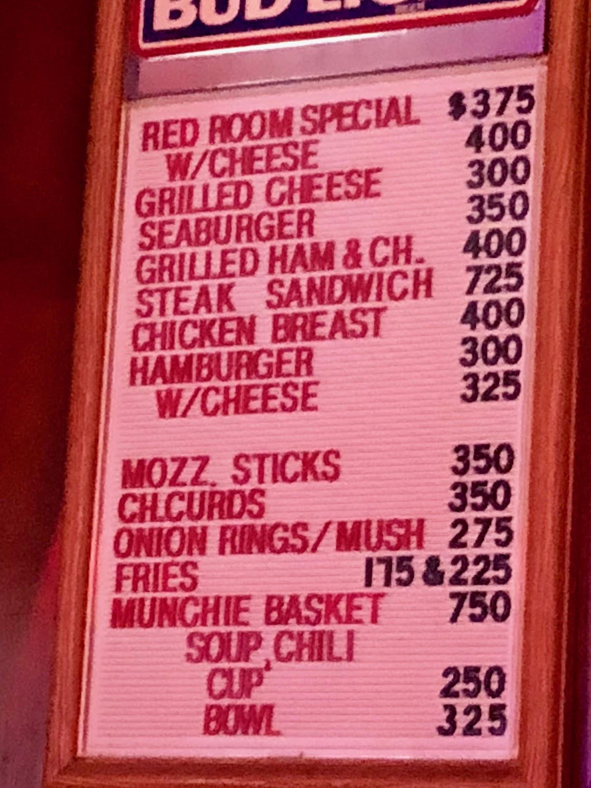 Menu at Red Room pub & bar, Sturgeon Bay