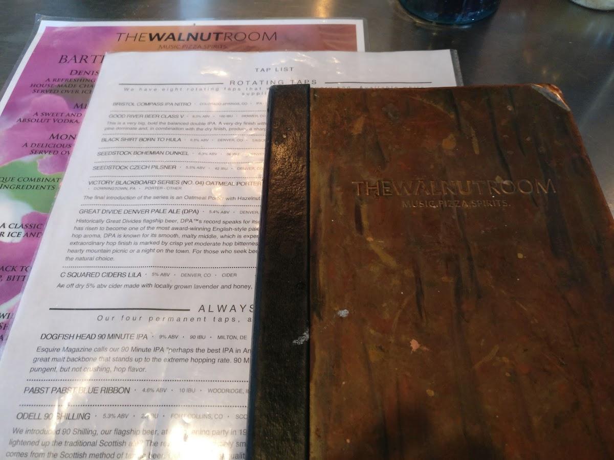 Menu at The Walnut Room pub & bar, Denver, Walnut St