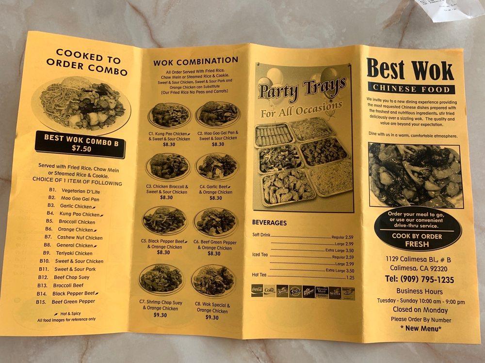 Menu at Best Wok restaurant, Calimesa