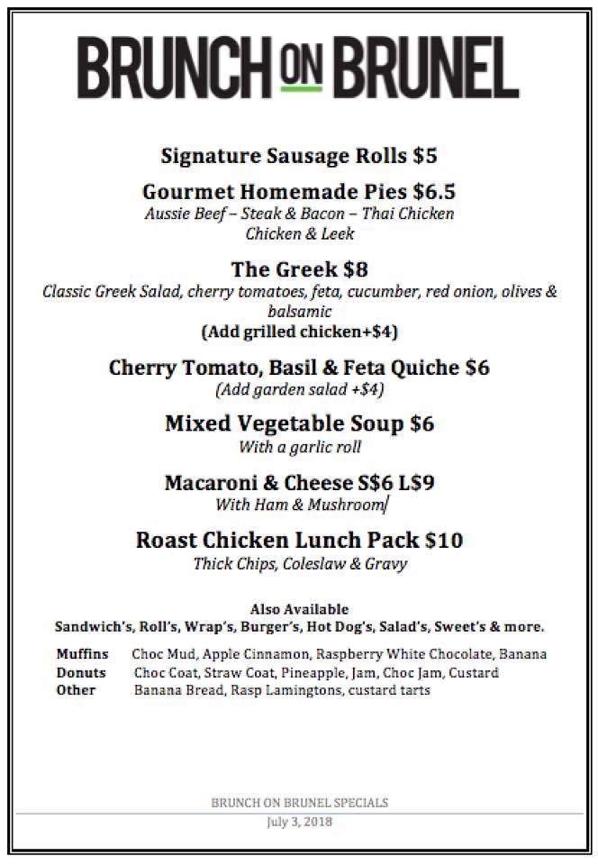 Menu at Brunch on Brunel Cafe, Seaford