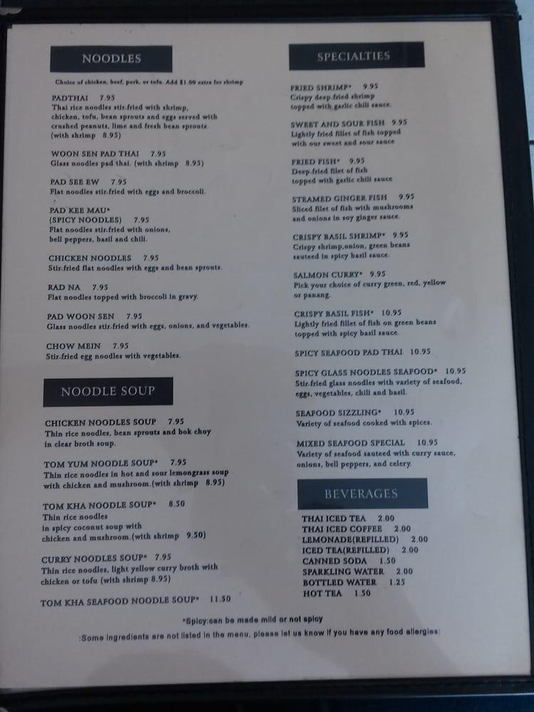 Menu at Cibo Thai restaurant, La Crescenta-Montrose, Honolulu Ave