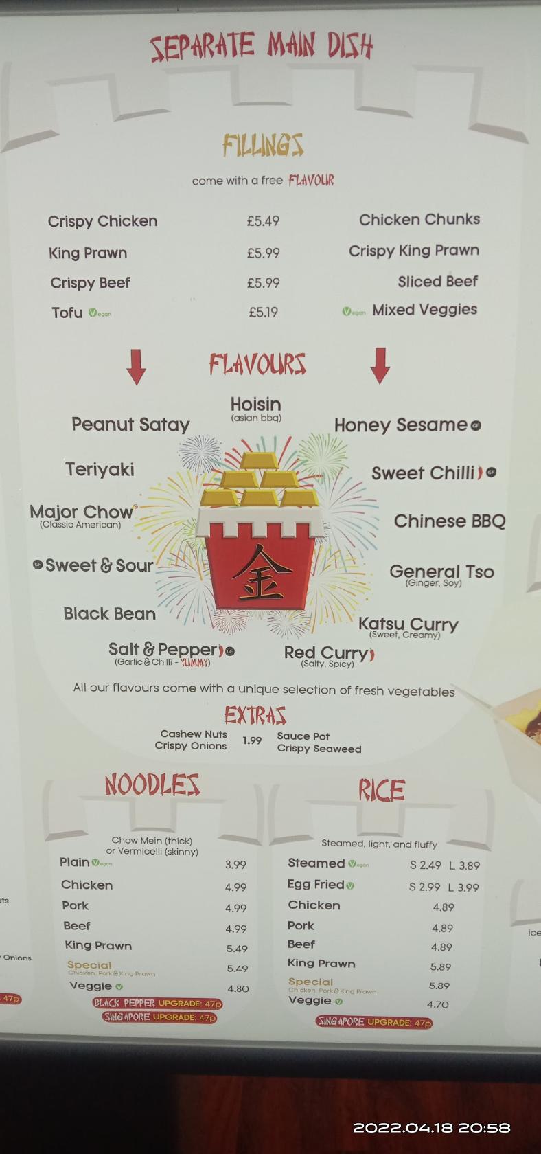Menu at Fort Woks fast food, Didcot
