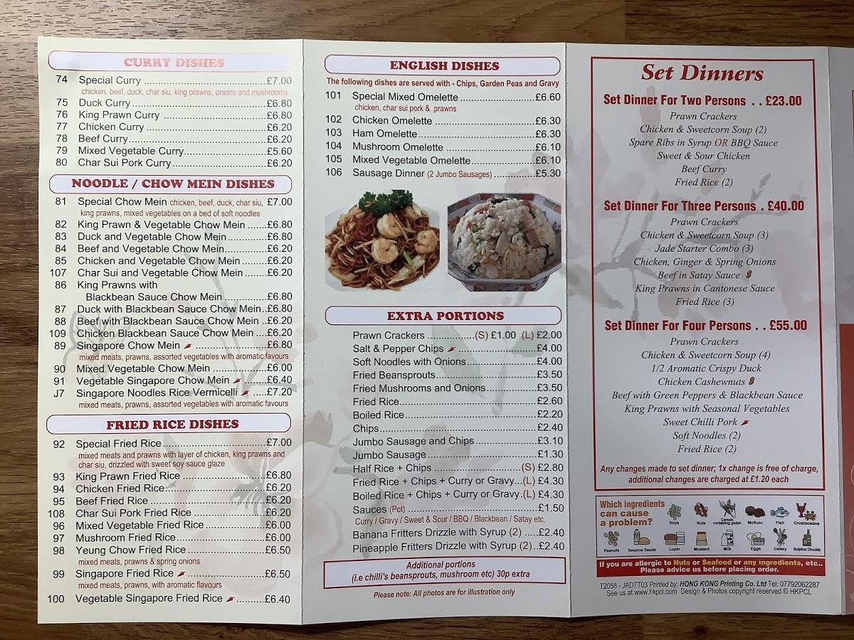 Menu at Jade 2 Chinese Takeaway fast food, Llanrwst
