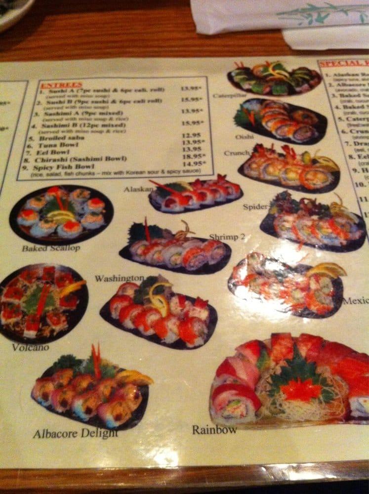 Menu at Oishi Sushi restaurant, Vancouver
