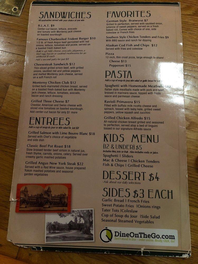 Menu at Trident Room pub & bar, Monterey