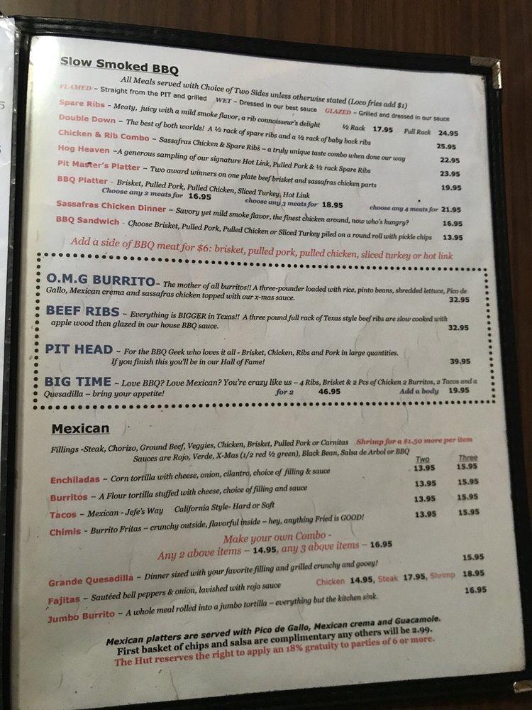 Menu at Grub Hut Unique BBQ & Mexican Grill, Manville