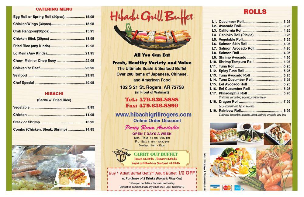 Menu at Hibachi Grill Buffet restaurant, Rogers
