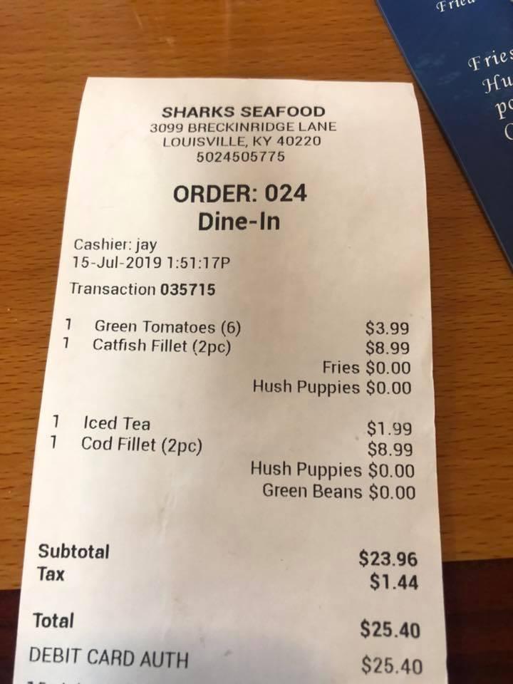 Menu at Sharks Seafood restaurant, Louisville, Breckenridge Ln Suite 101
