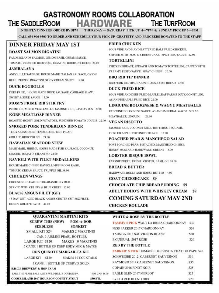 Menu at The Turf Room pub & bar, North Aurora