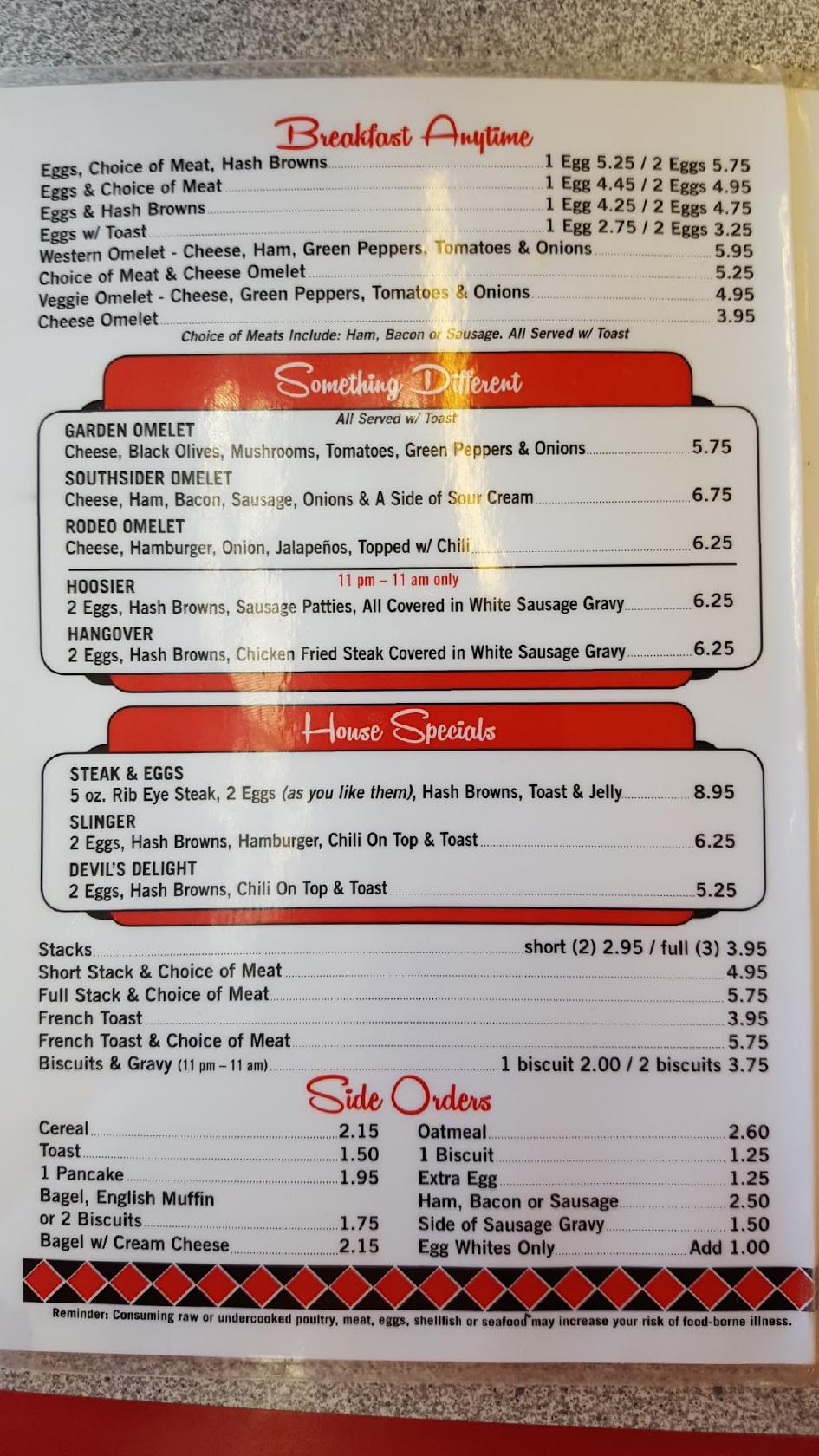 Menu at Courtesy Diner restaurant, St. Louis, Hampton Ave