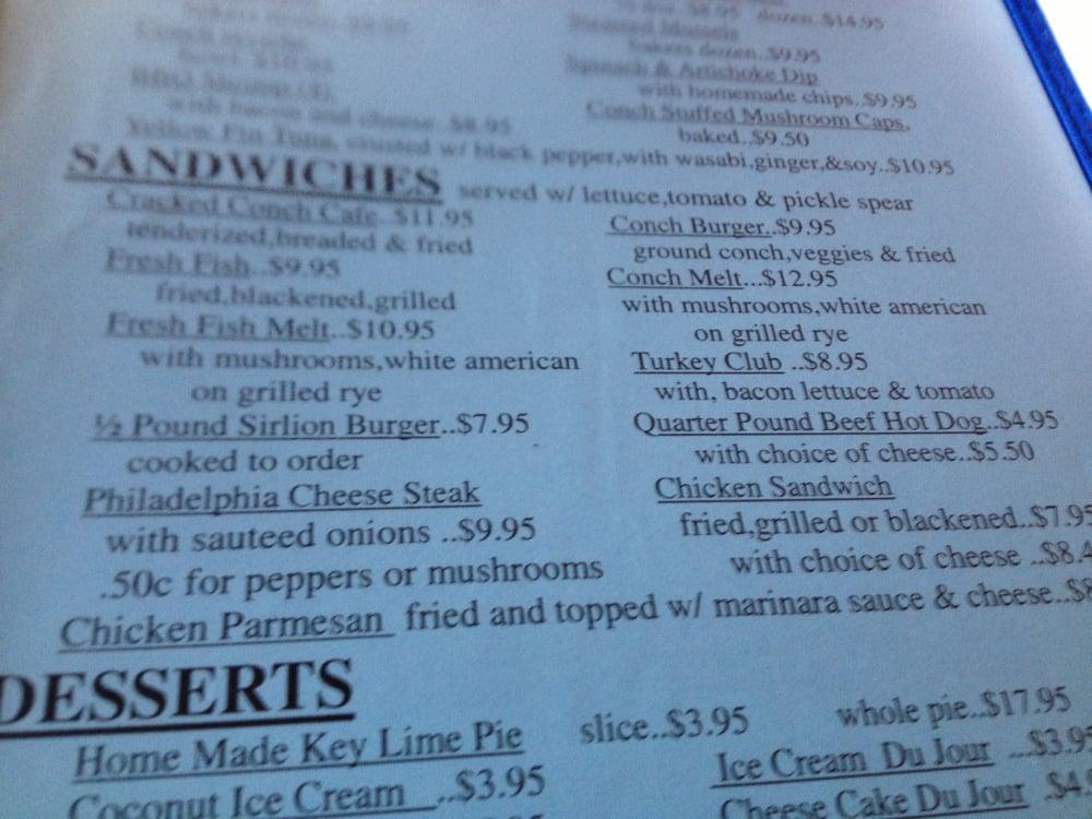 Menu at Cracked Conch Cafe, Marathon
