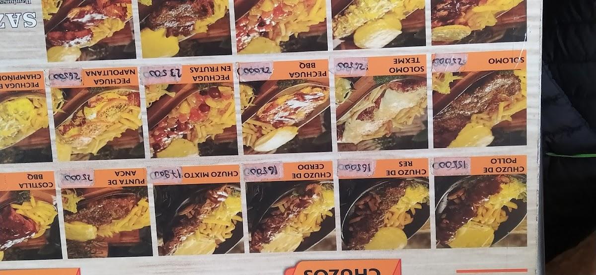 Menu at Sazón Al Fuego restaurant, Colombia