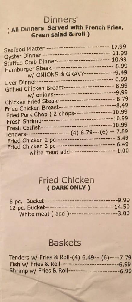Menu at A-Bear's Kountry Kitchen restaurant, New Iberia