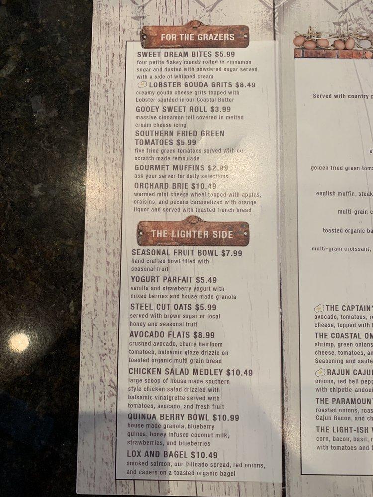 Menu at Crackings restaurant, Destin