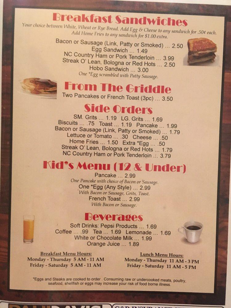 Menu at Ed's Family Restaurant, Angier