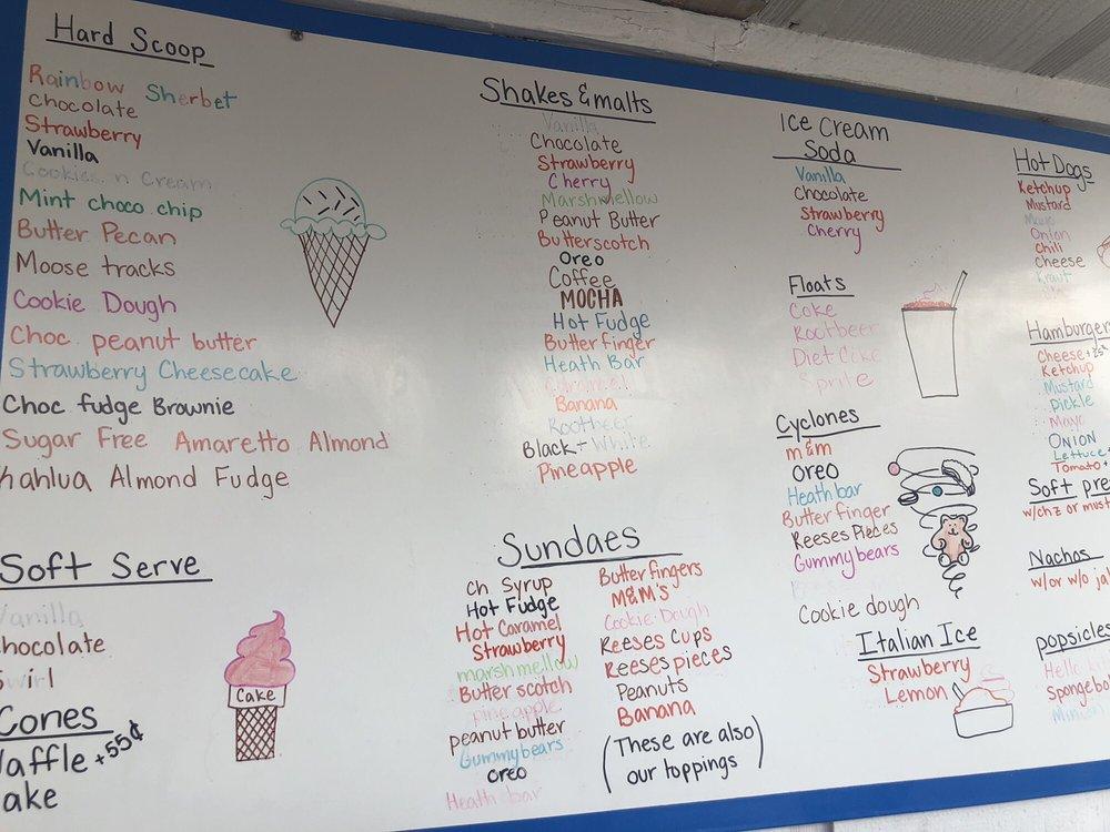 Menu at Frozen Gold Ice Cream restaurant, New Smyrna Beach