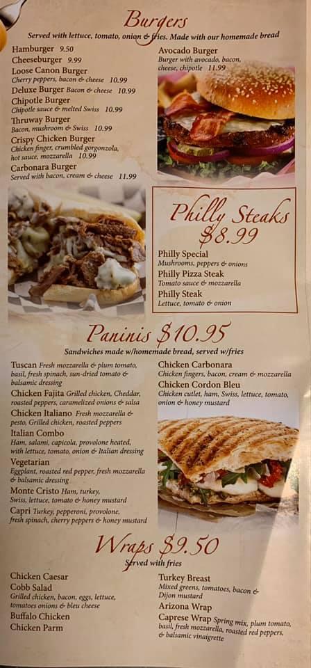 Menu at Pasquale's pizzeria, Wallkill