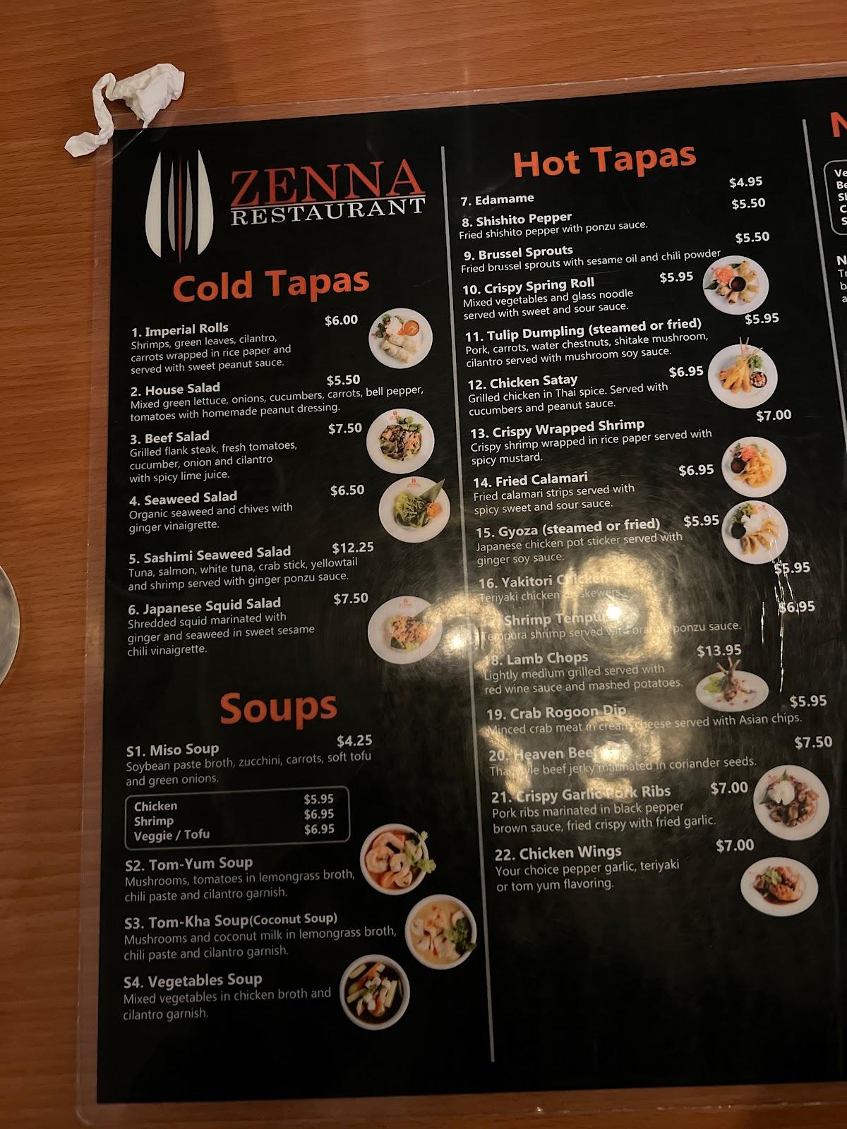 Menu at Zenna Thai & Japanese Restaurant, Plano, N Central Expy