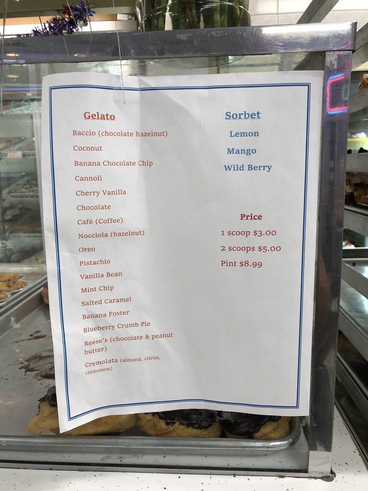 Menu at Del Ponte's Bakery, Bradley Beach