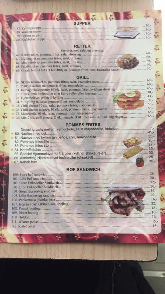 Menu at Hop In Cafe, Kalundborg