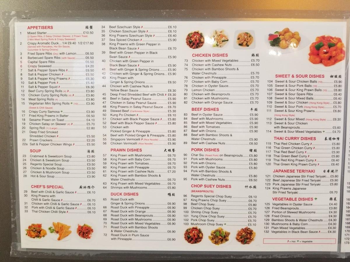 Menu at Regents fast food, Sandy