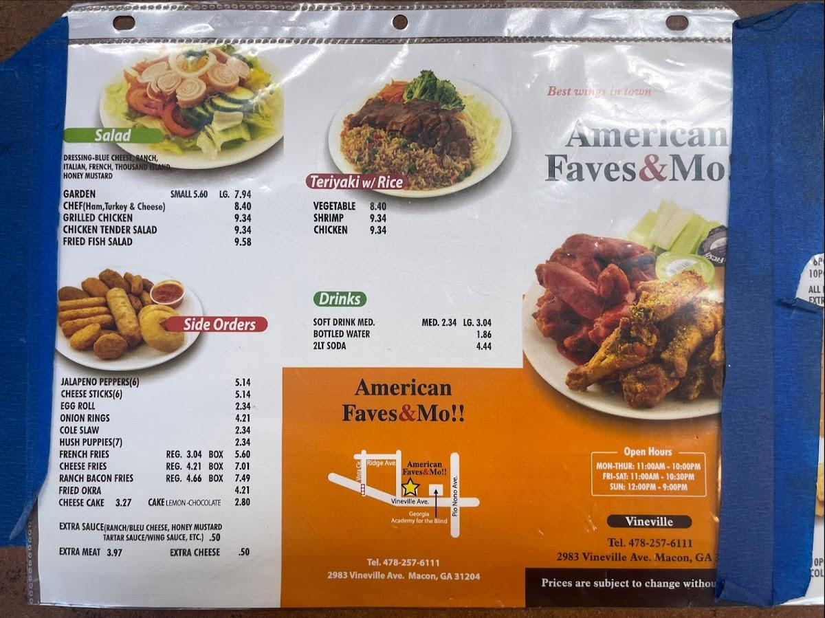 Menu at American Faves & Mo!! restaurant, Macon, Vineville Ave