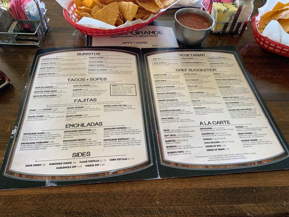 Menu at Casa Grande restaurant, Richmond, W Broad St