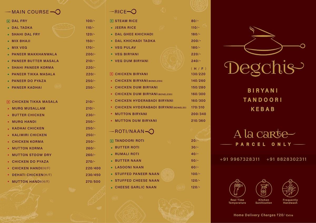 Menu at Degchi's, Mumbai