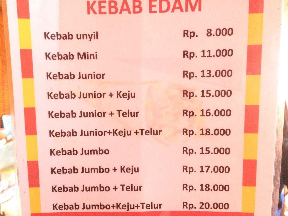 Menu at Edam Burger restaurant, Sidorejo