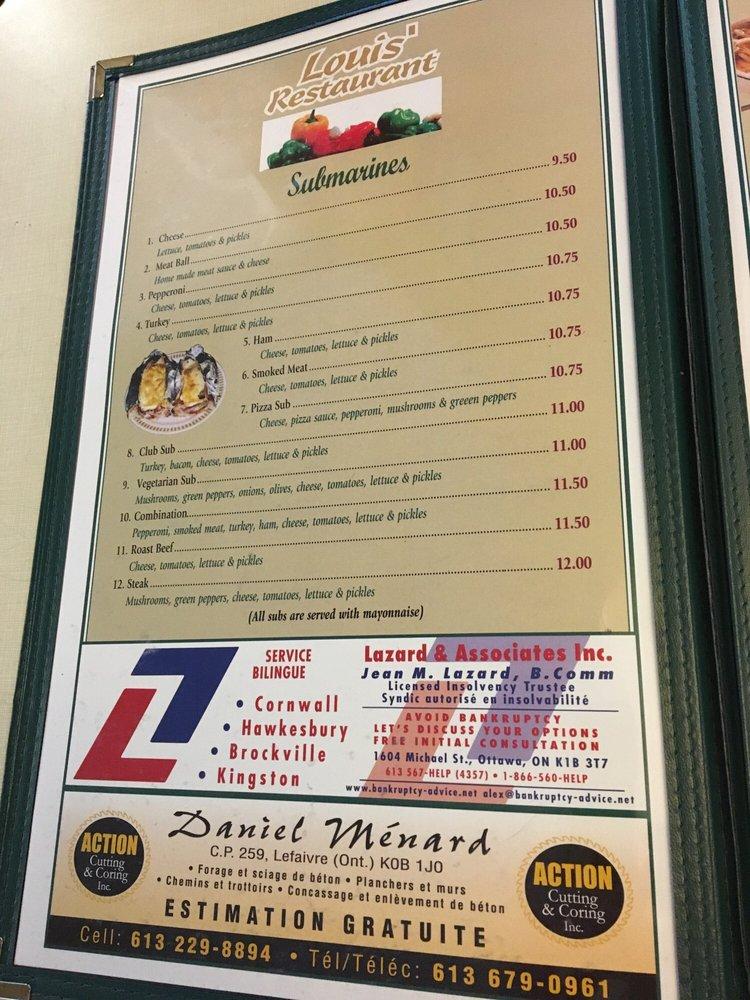 Menu at Louis Pizza (McArthur, Ottawa) pizzeria, Ottawa