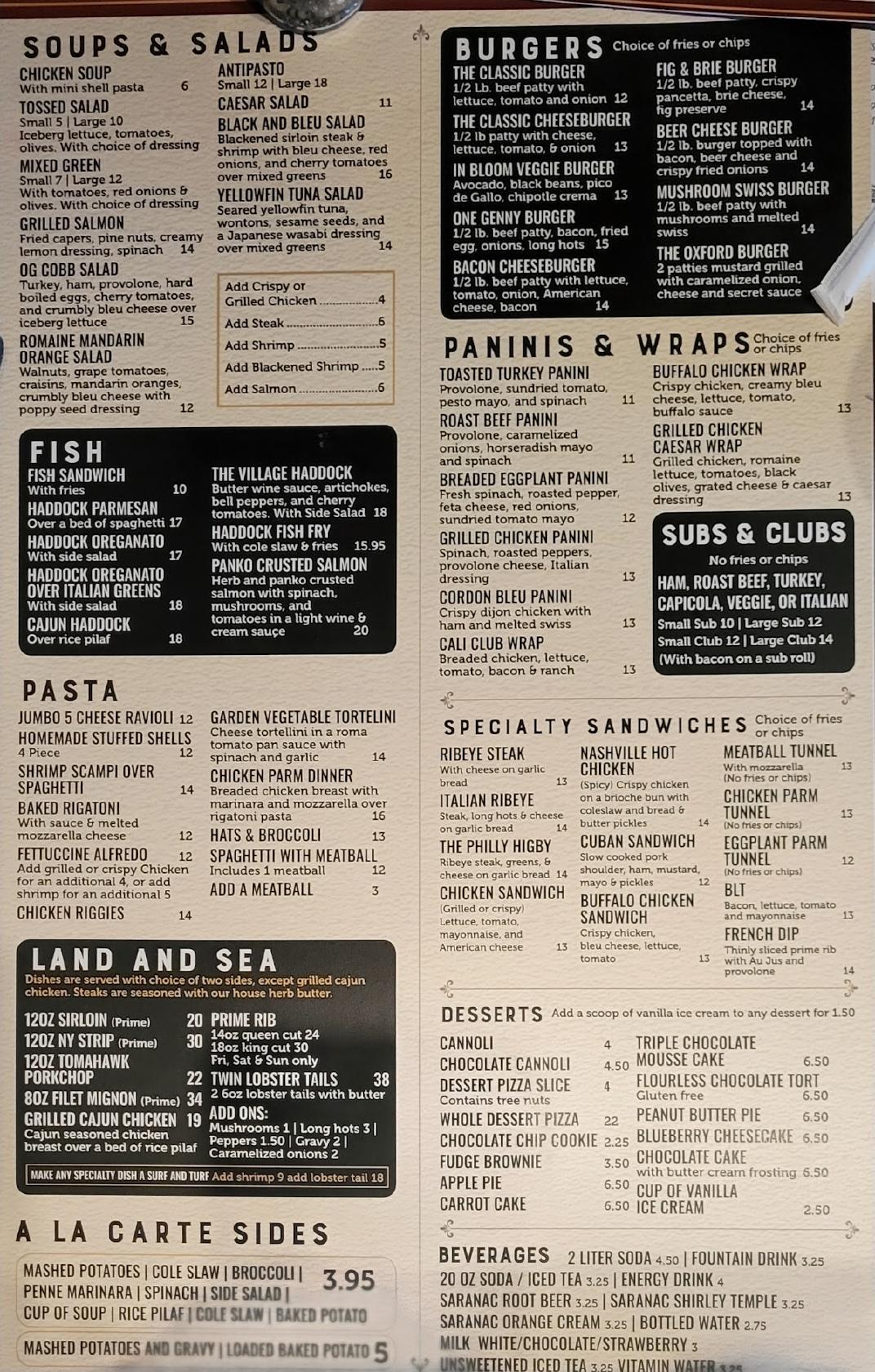 Menu at One Genny pub & bar, New Hartford