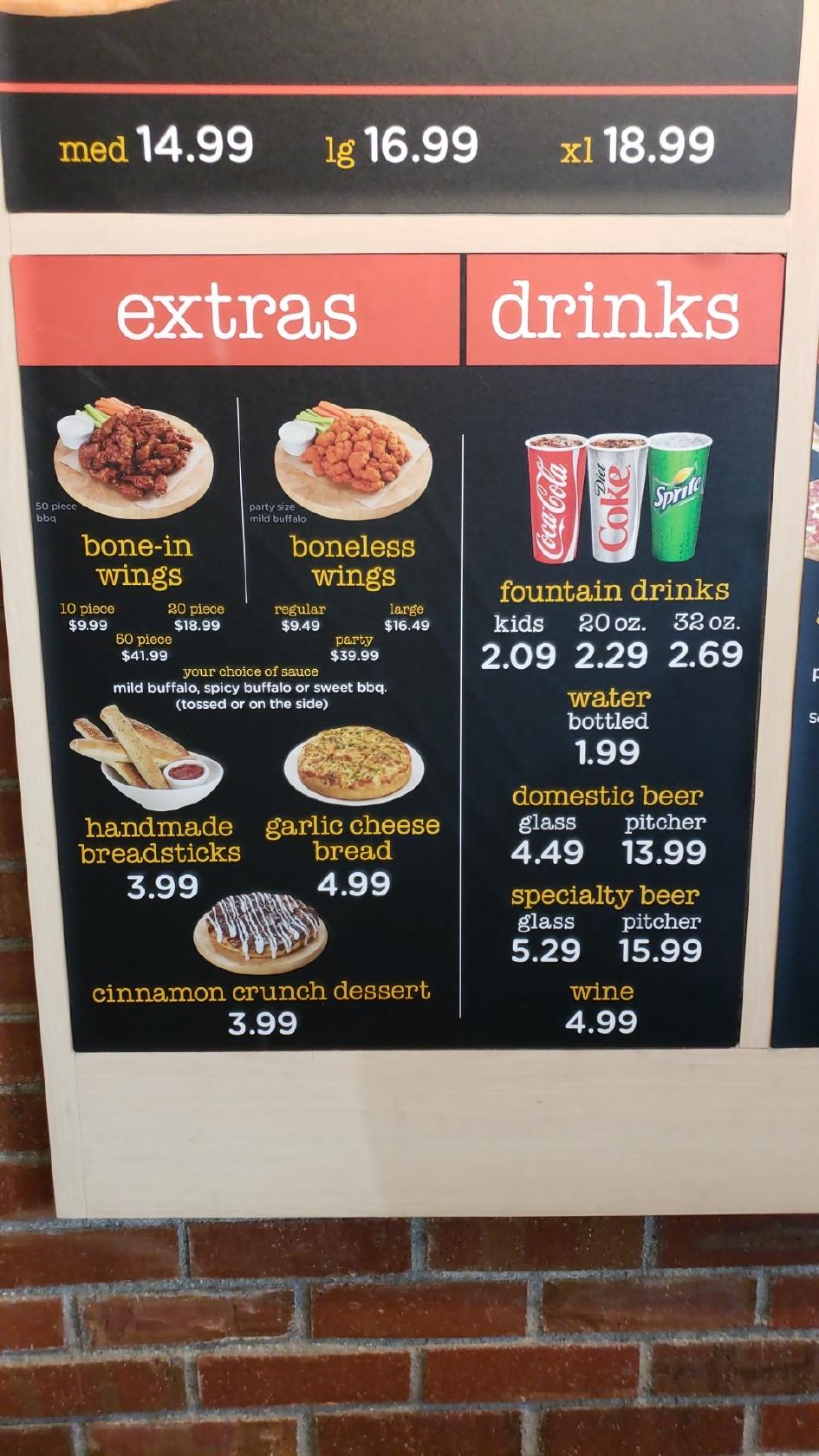 Menu at Peter Piper Pizza pizzeria, Tucson, 5925 E Broadway Blvd