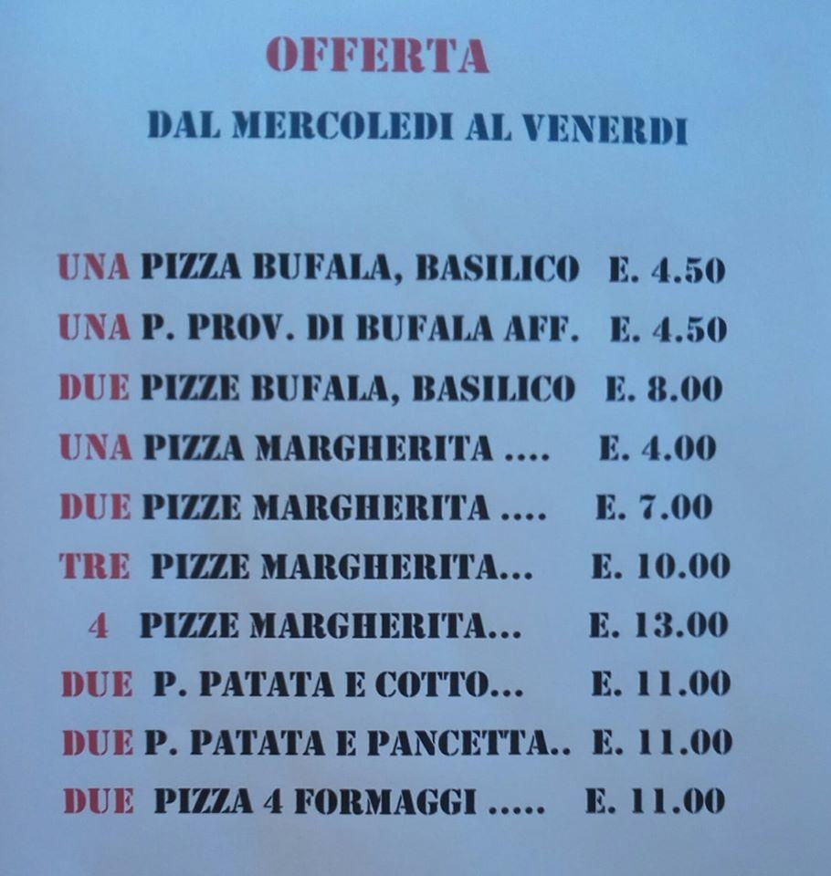 Menu at Signora Pizza restaurant, Muro Lucano