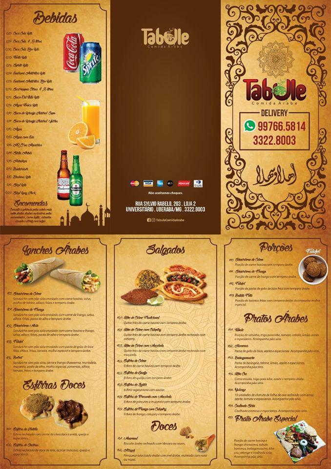 Menu at Tabule restaurant, Uberaba