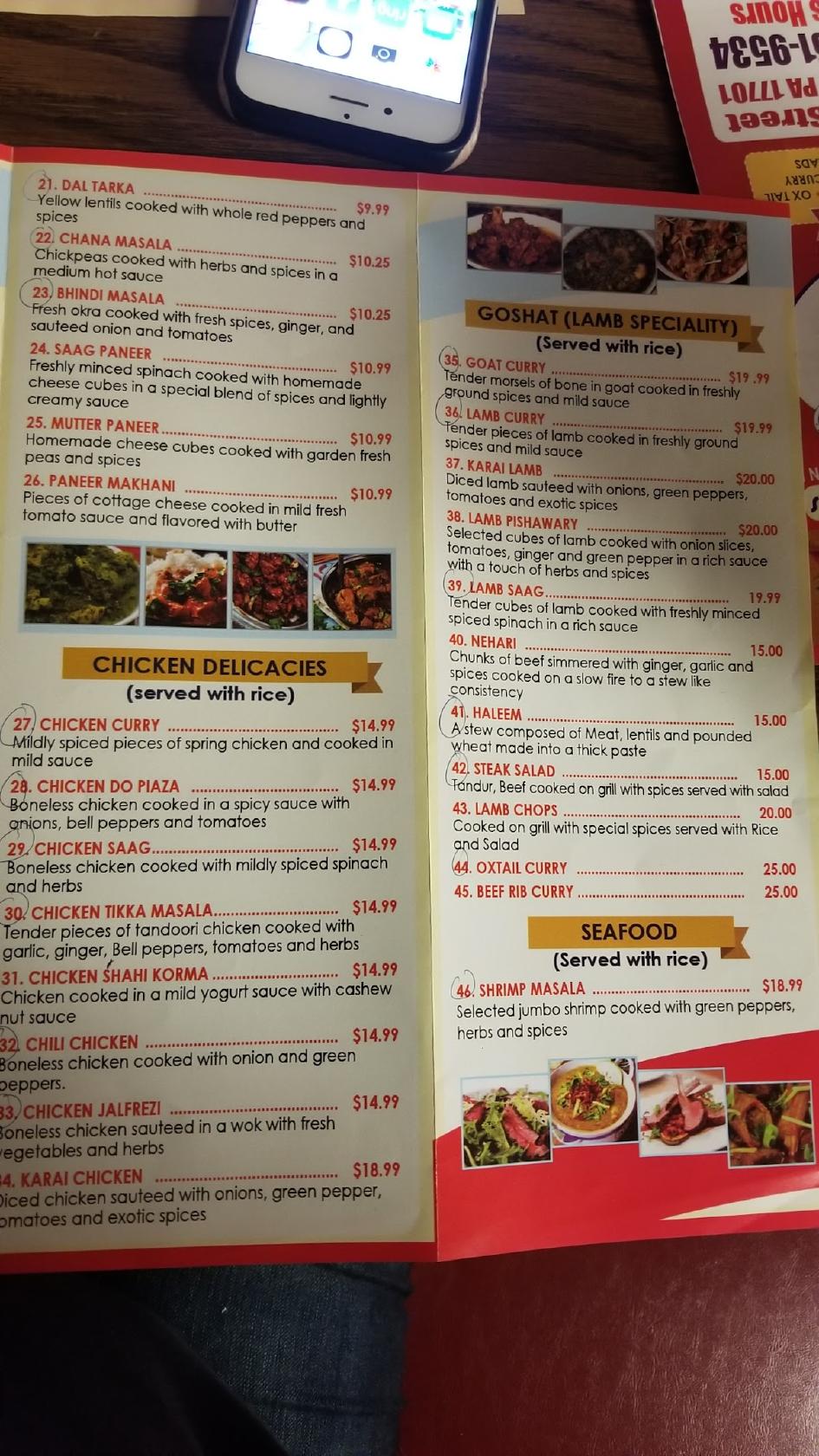 Menu at Laziza Cuisine restaurant, Williamsport