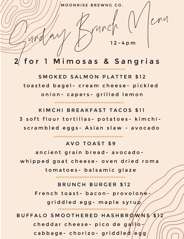 Menu at Moonrise Brewing Company pub & bar, Palm Coast