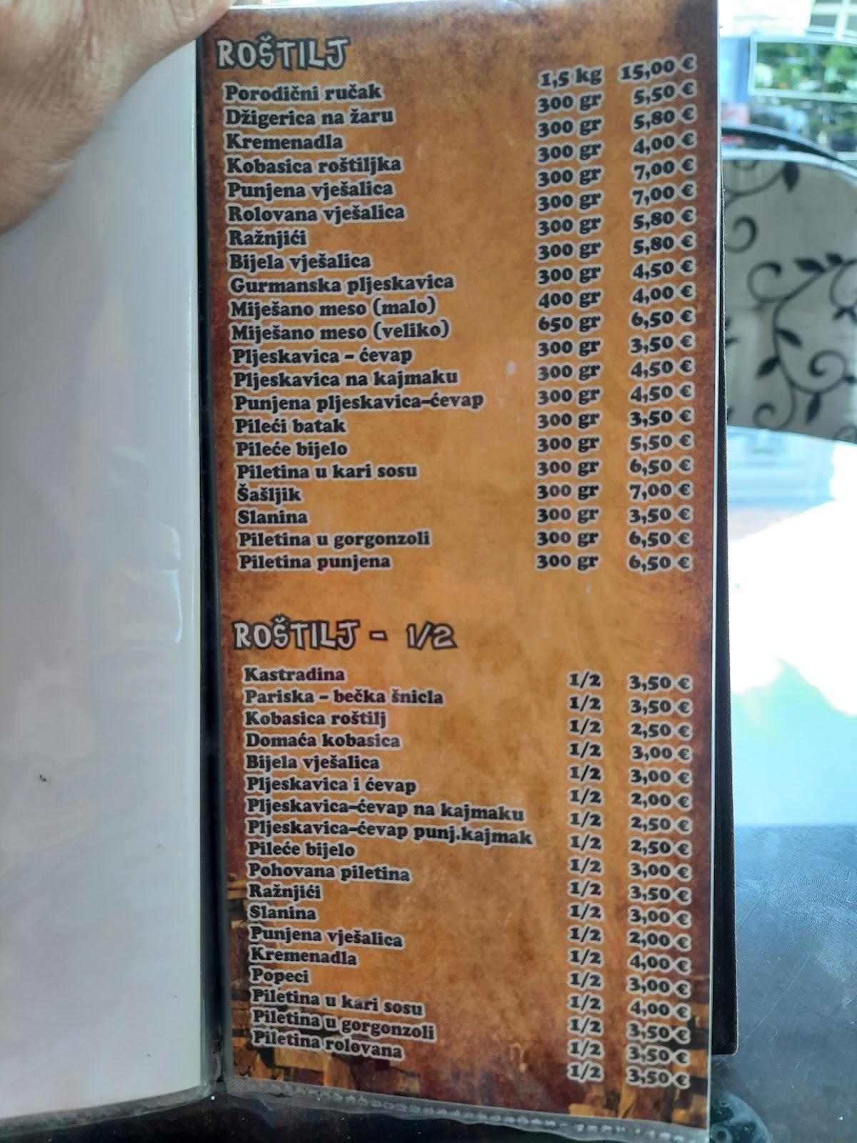 Menu at KASTEL Restaurant, Niksic