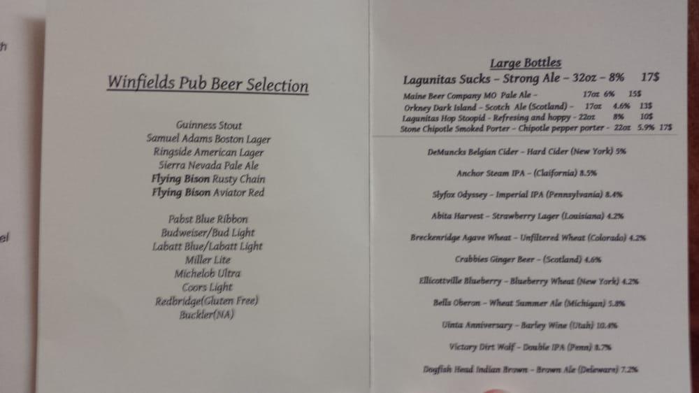 Menu at Winfield's Pub LLC, Buffalo