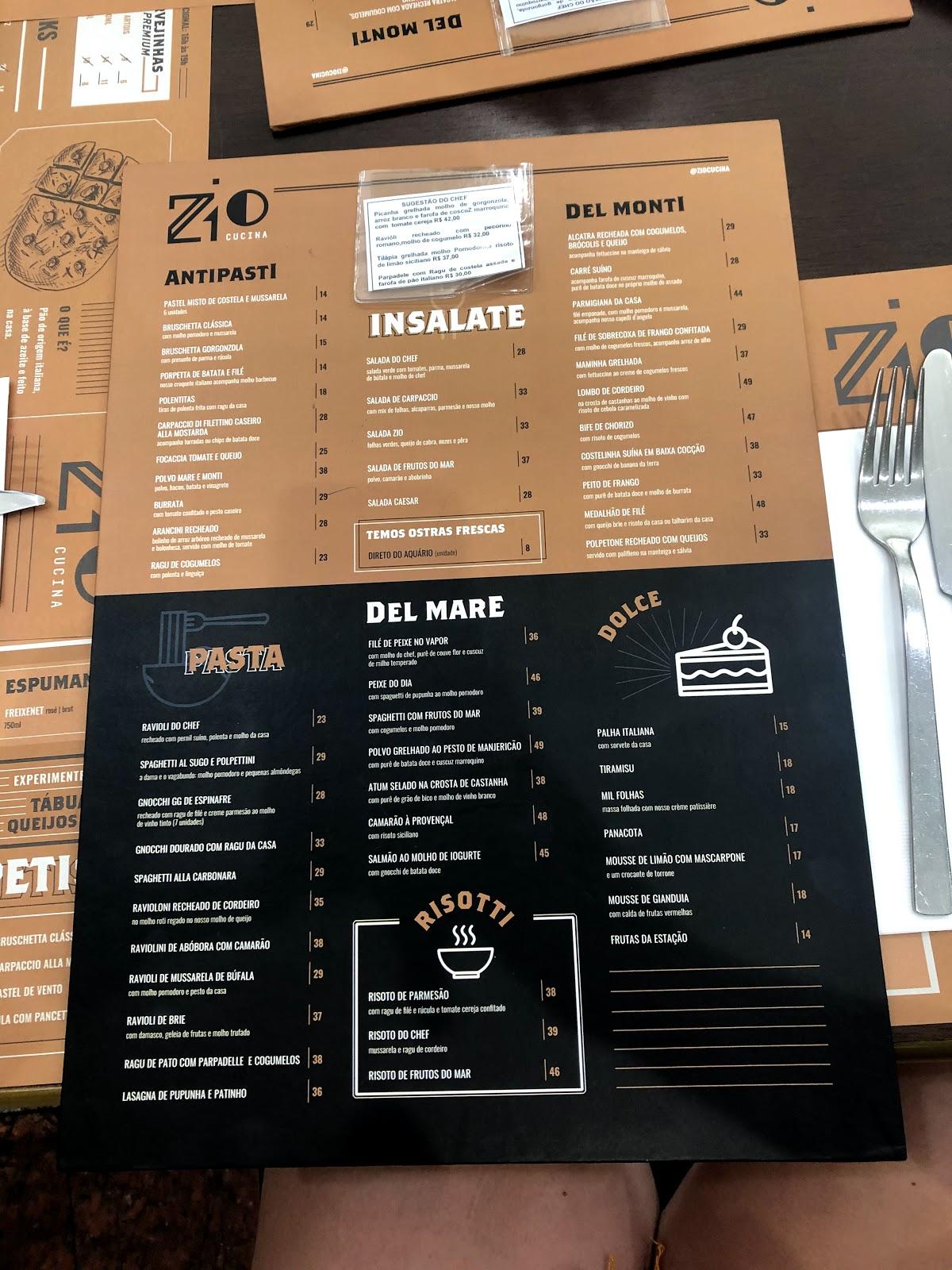 Menu em Zio Cucina restaurante, Fortaleza