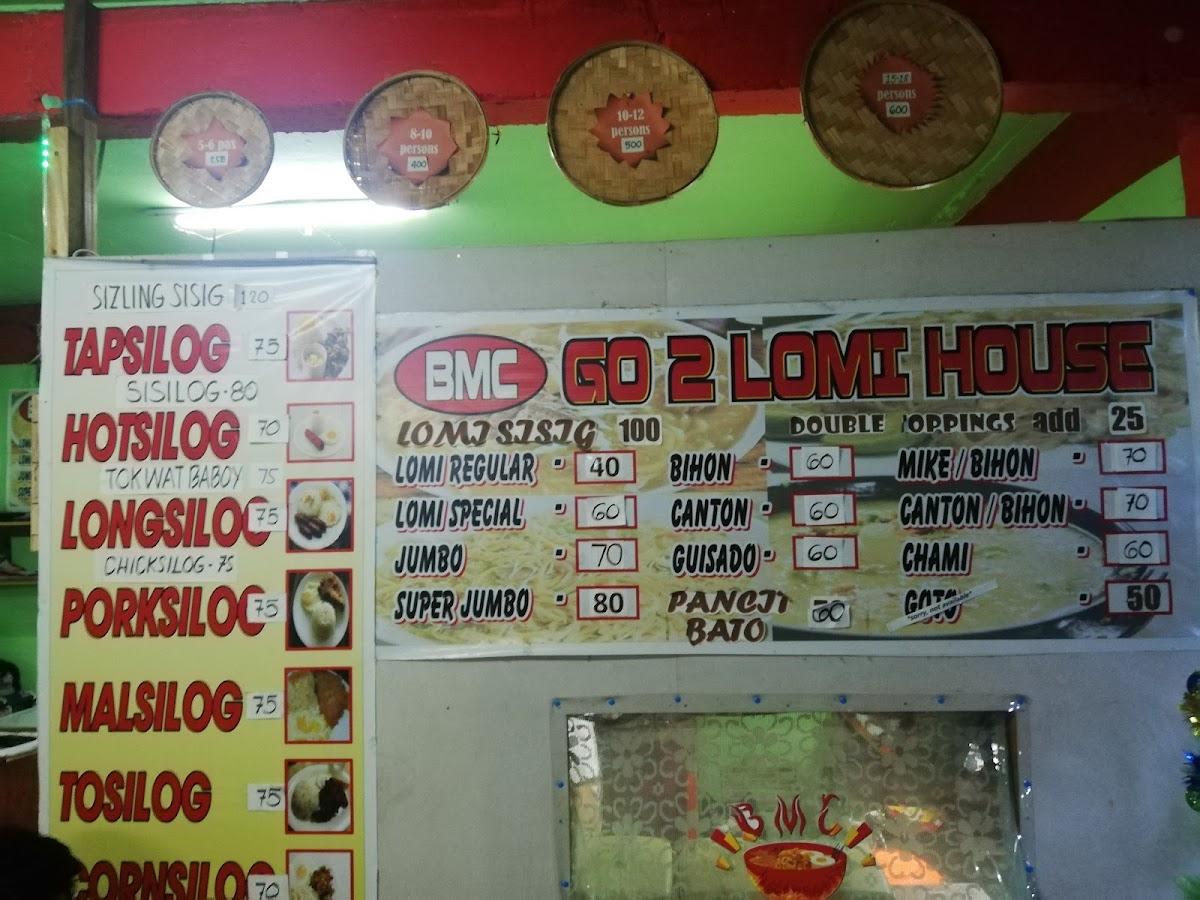 Carta del restaurante BMC Lomi House, Calamba